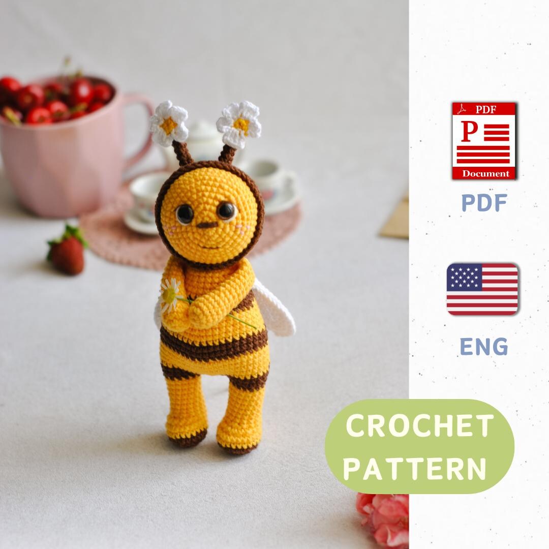 Little Bee Crochet Pattern, Amigurumi Toy Bee Pattern, Cute Decor or ...
