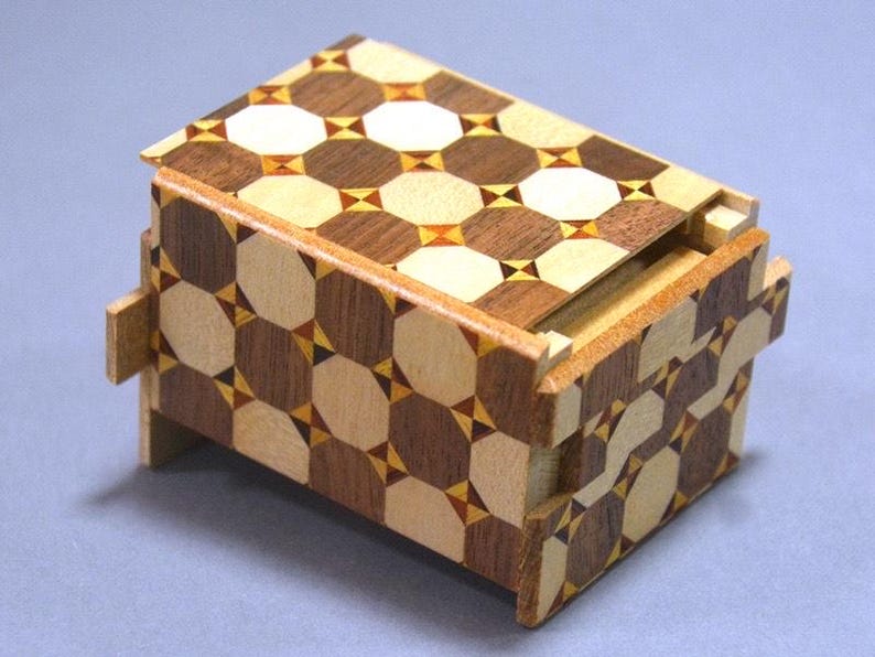 Japanese Handmade Wooden Puzzle Box,japanese Secret Box,2.7cm 12 Times ...