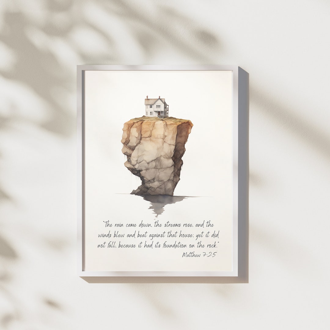 Housewarming Gift House on the Rock Bible Verse Wall Art Print ...