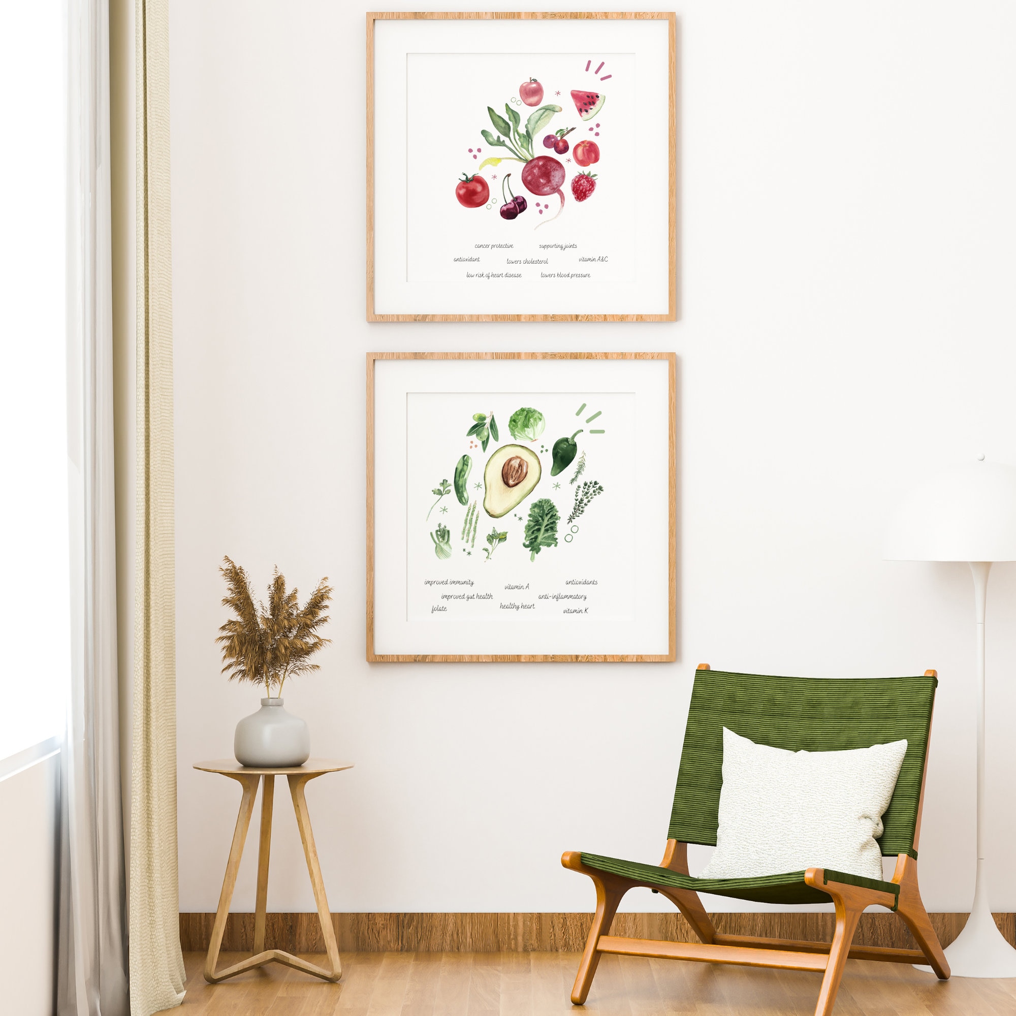 Nutrition Poster Set: Watercolor Fruits & Vegetables (digital Download ...