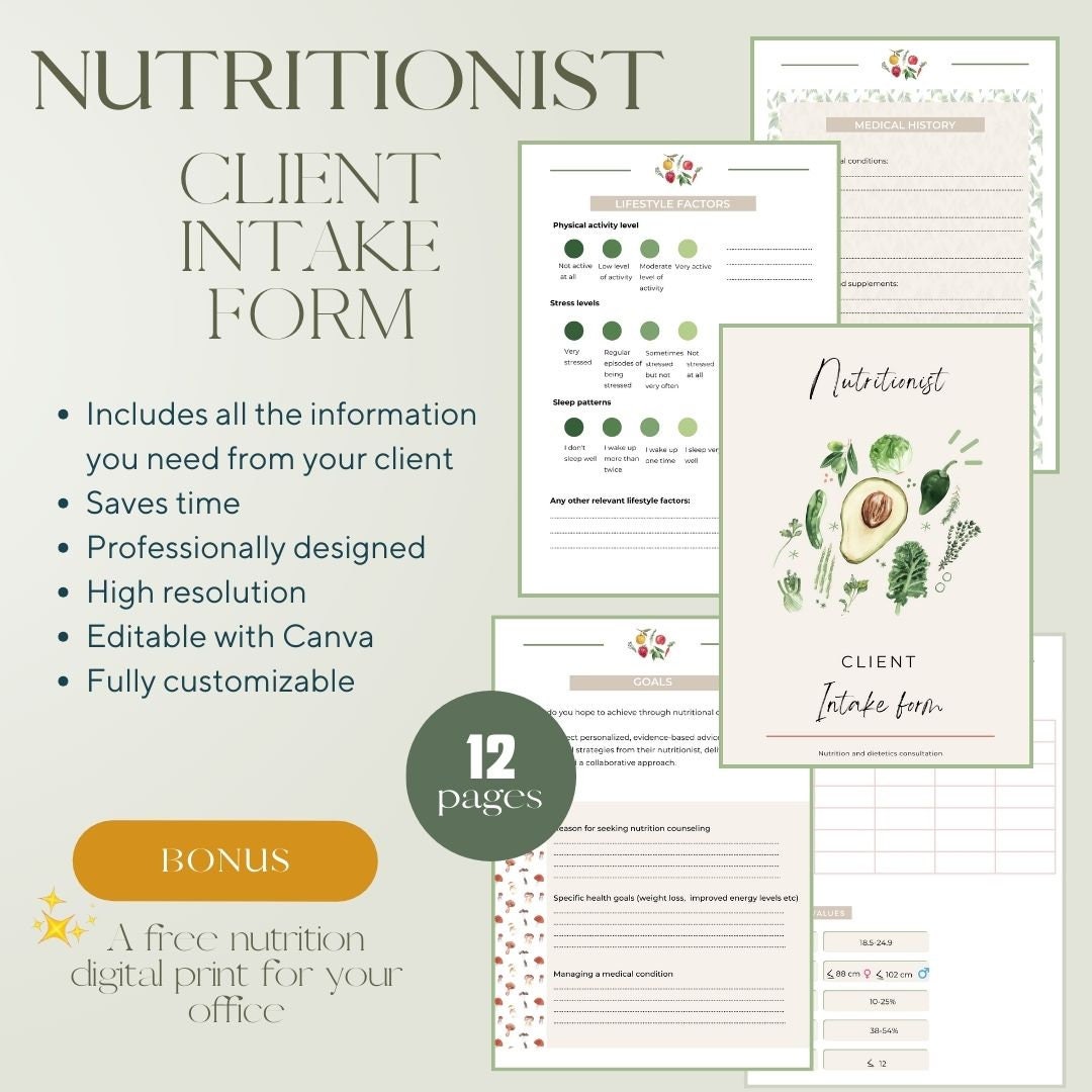 Nutritionist Client Intake Form,client Onboarding Questionnaire ...