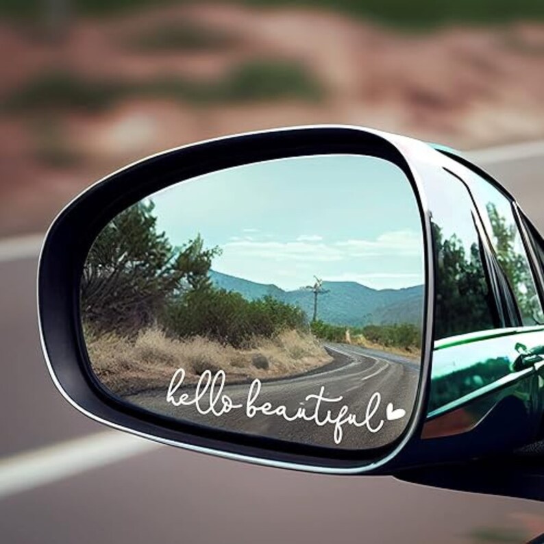3x Hello Beautiful Rearview Mirror Decal, Vanity Mirror Stickers, Rear ...