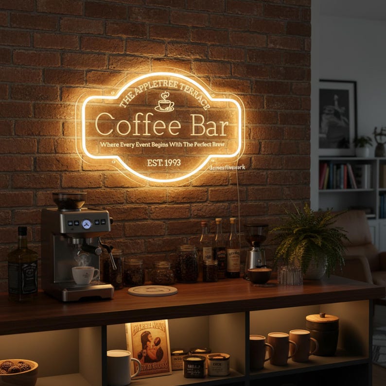 Personalized Coffee Bar Neon Sign: Custom Kitchen Cafe Decor - Etsy