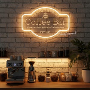 Personalized Coffee Bar Neon Sign: Custom Kitchen Cafe Decor - Etsy