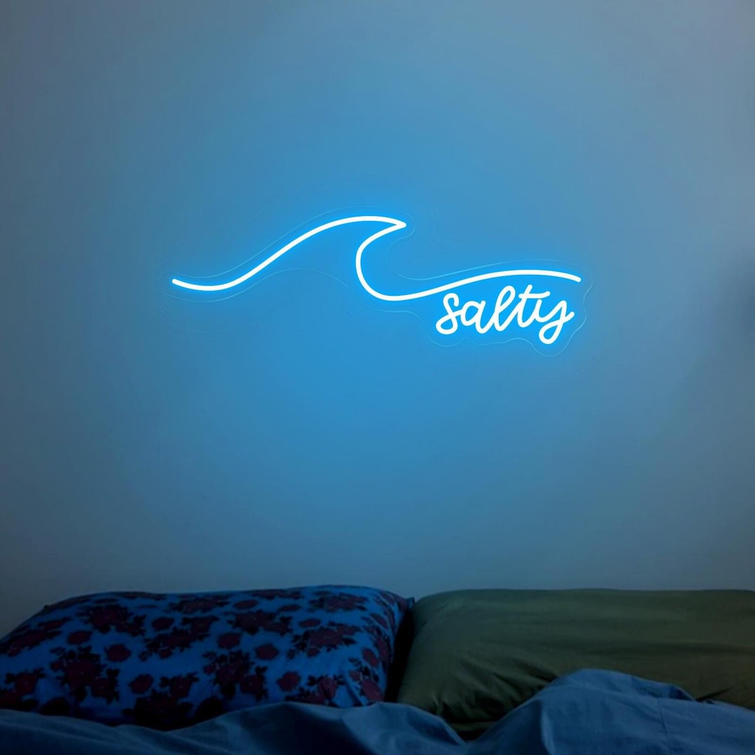 Salty Wave Neon Sign, Salty Beach Neon Light, Ocean Wall Decor, Sea Led ...