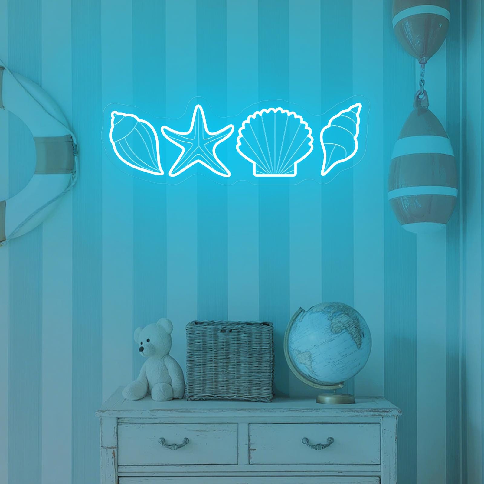Seashell Neon Sign, Seashell Led Light, Clams Shell Wall Decor, Summer ...