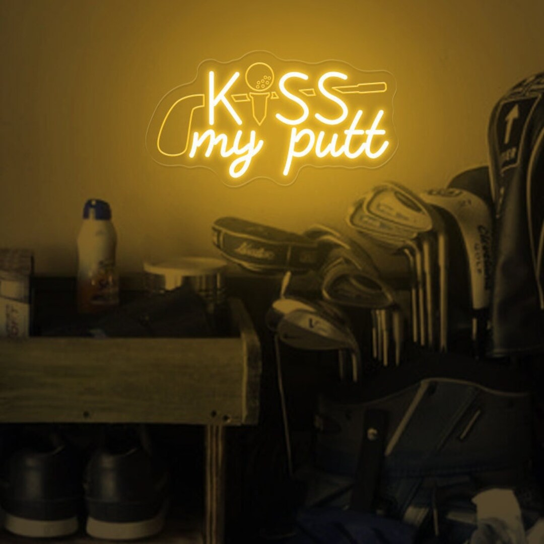 Kiss My Putt Neon Sign, Vintage Golf Neon Light, Golf Wall Art, Golf ...