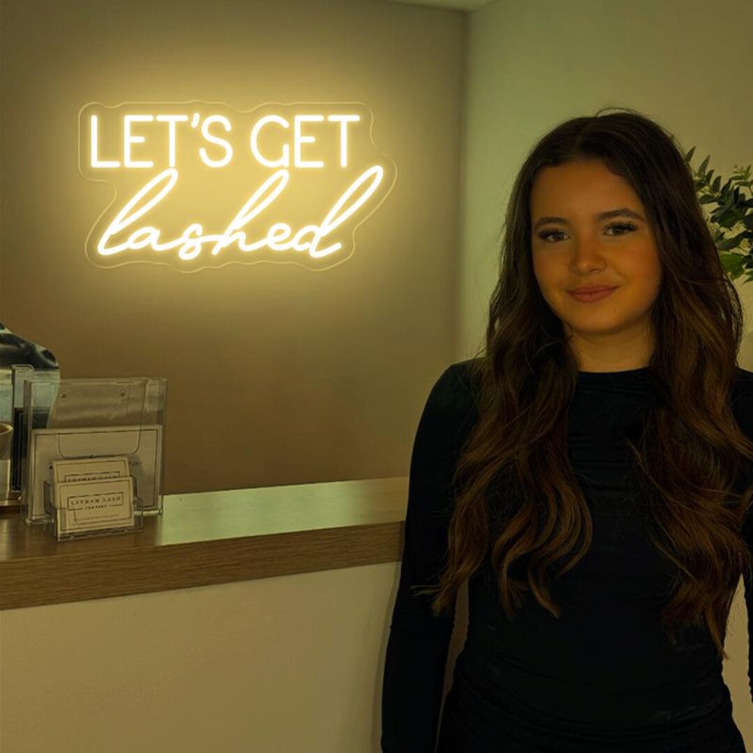 Let's Get Lashed Neon Sign, Beauty Salon Decor, Custom Neon Sign, Lash Studio Wall Decor, Custom ...