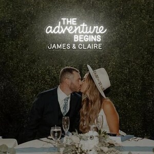 Custom Let the Adventure Begin Neon Sign, Personalized Wedding Neon ...