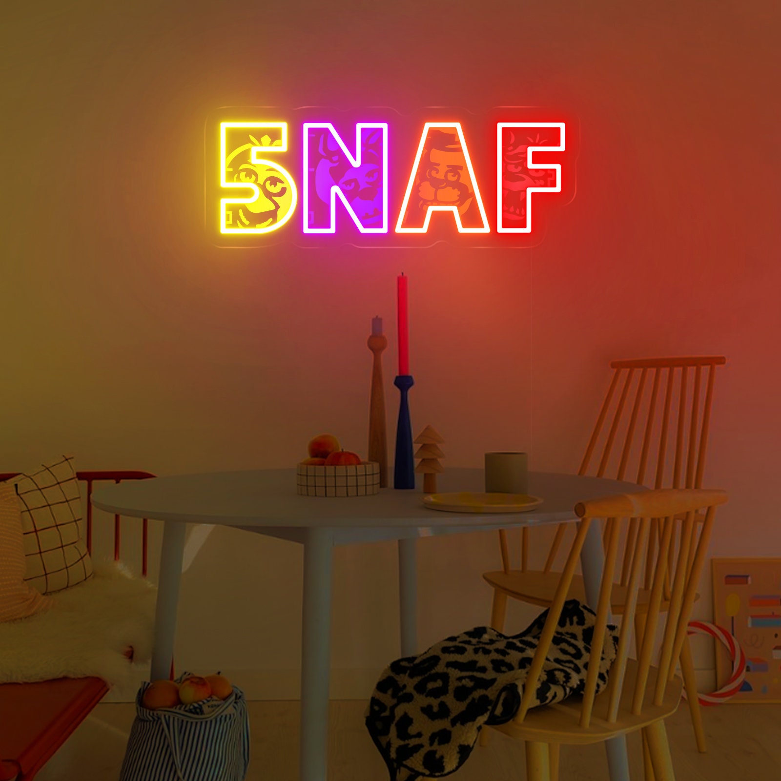 FNAF Five Nights at Freddy's Neon Sign, Custom Neon Sign, Five Pizza ...