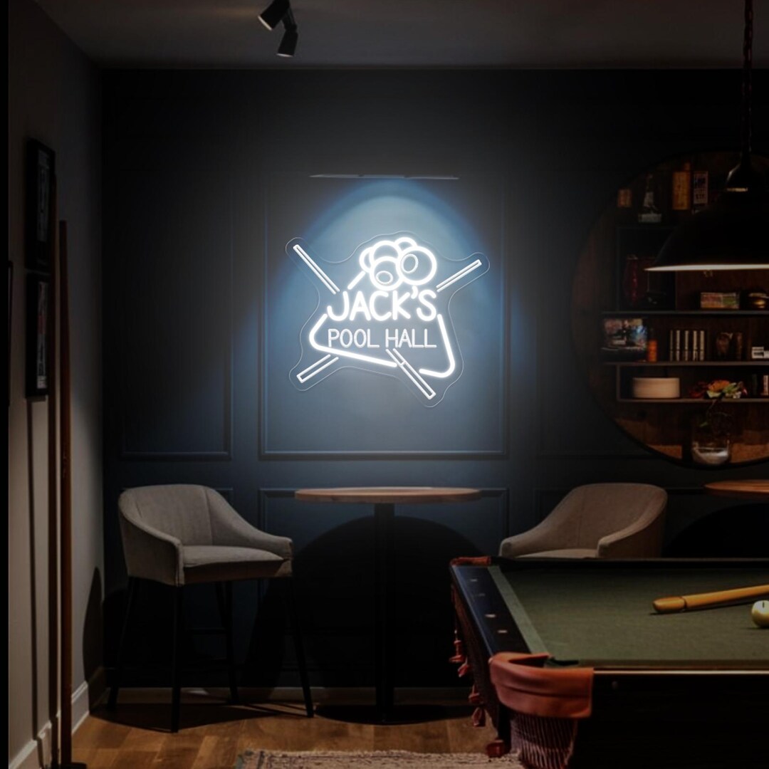 Custom Pool Hall With Name Neon Sign, Personalized Billiards Led Light ...