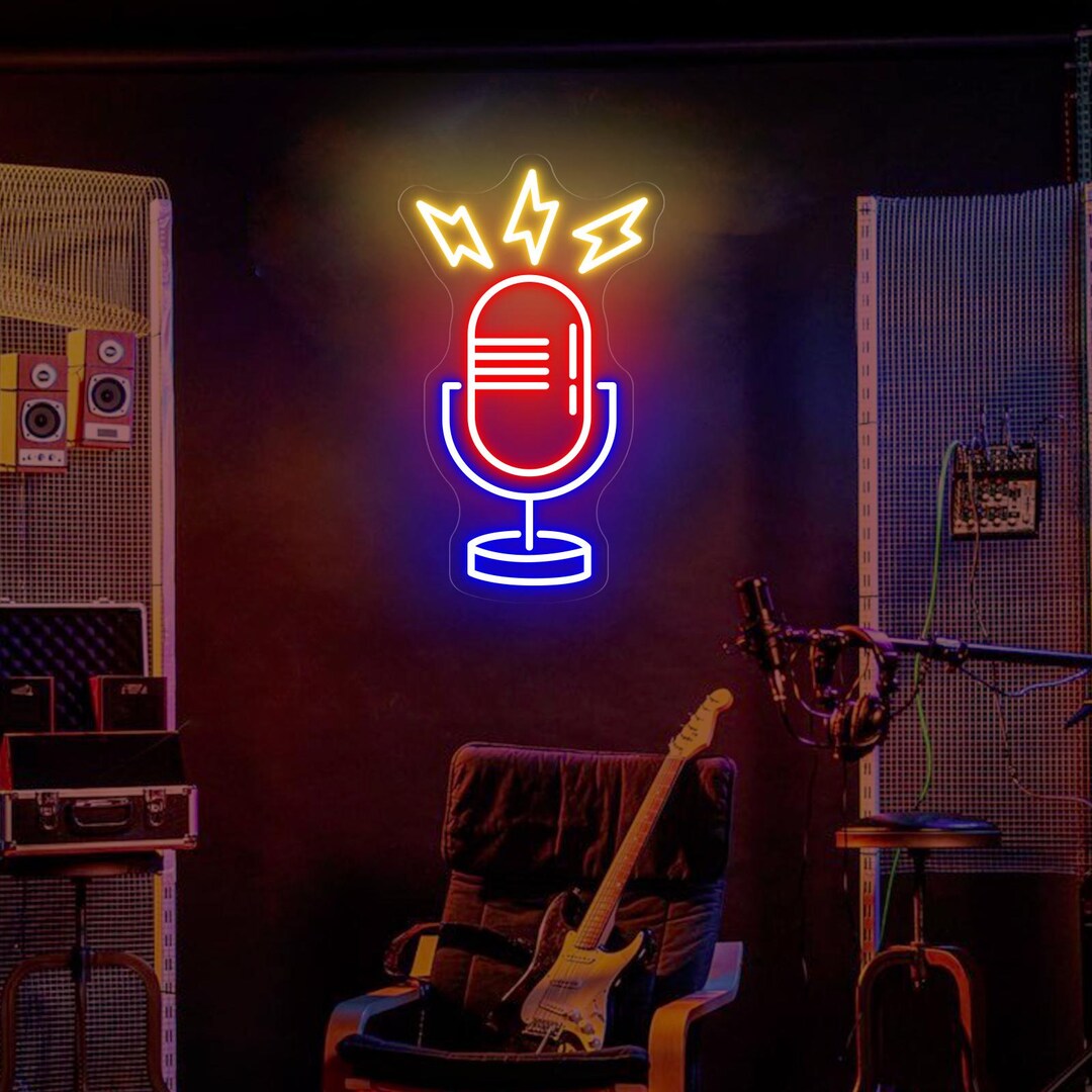 Podcast Neon Sign, Microphone Led Light, Neon Signs for Recording ...