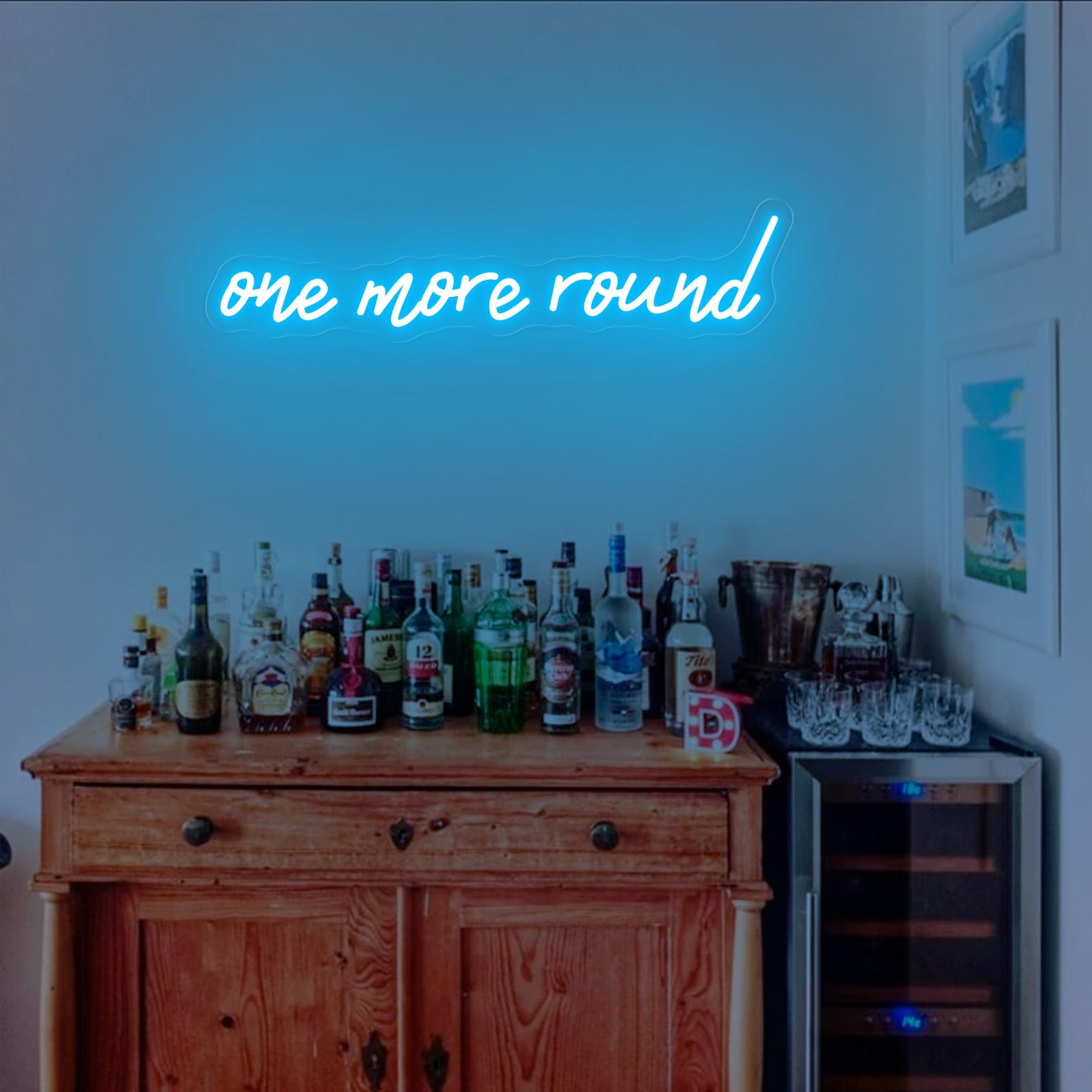 One More Round Neon Sign, Cocktail Neon Sign, Kitchen Dining Room Decor ...