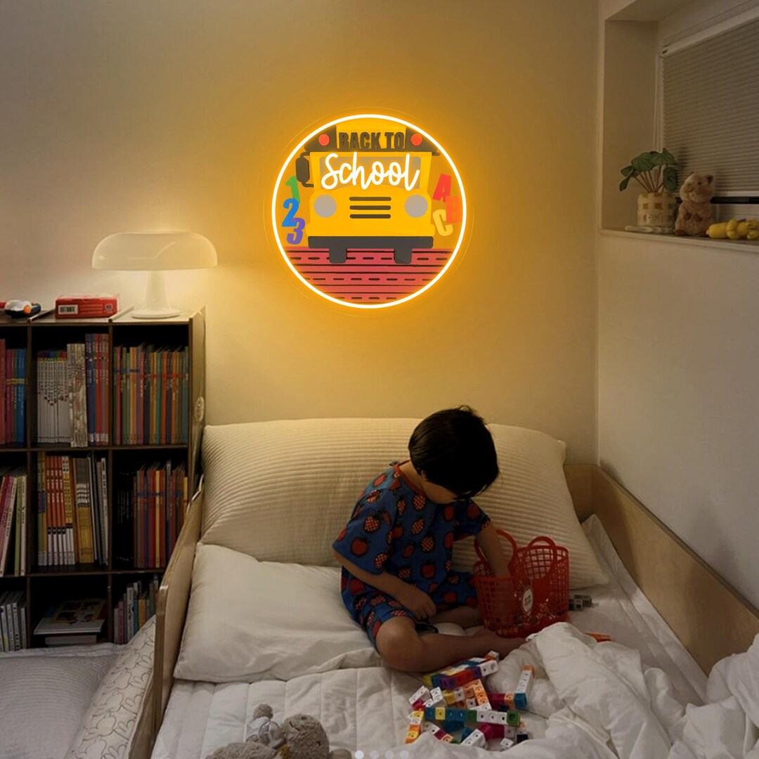 Handmade Back to School Neon Sign, School Bus Neon Light, Gift for Kids ...