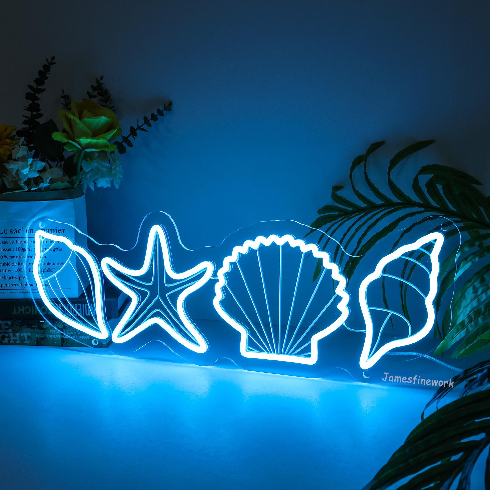 Seashell Neon Sign, Seashell Led Light, Clams Shell Wall Decor, Summer ...