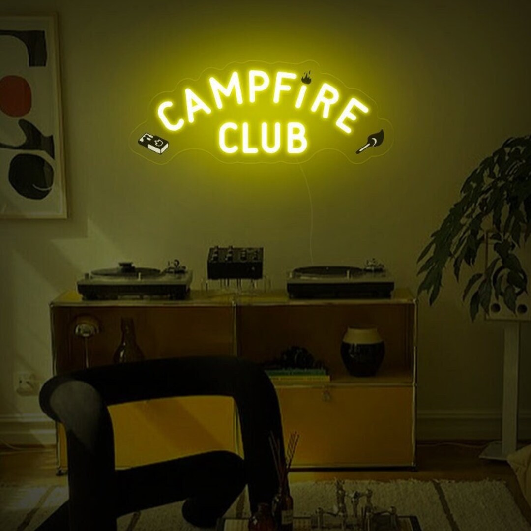 Campfire Club Felt LED Neon Sign , Vintage Wall Neon Light, Camp Kids ...