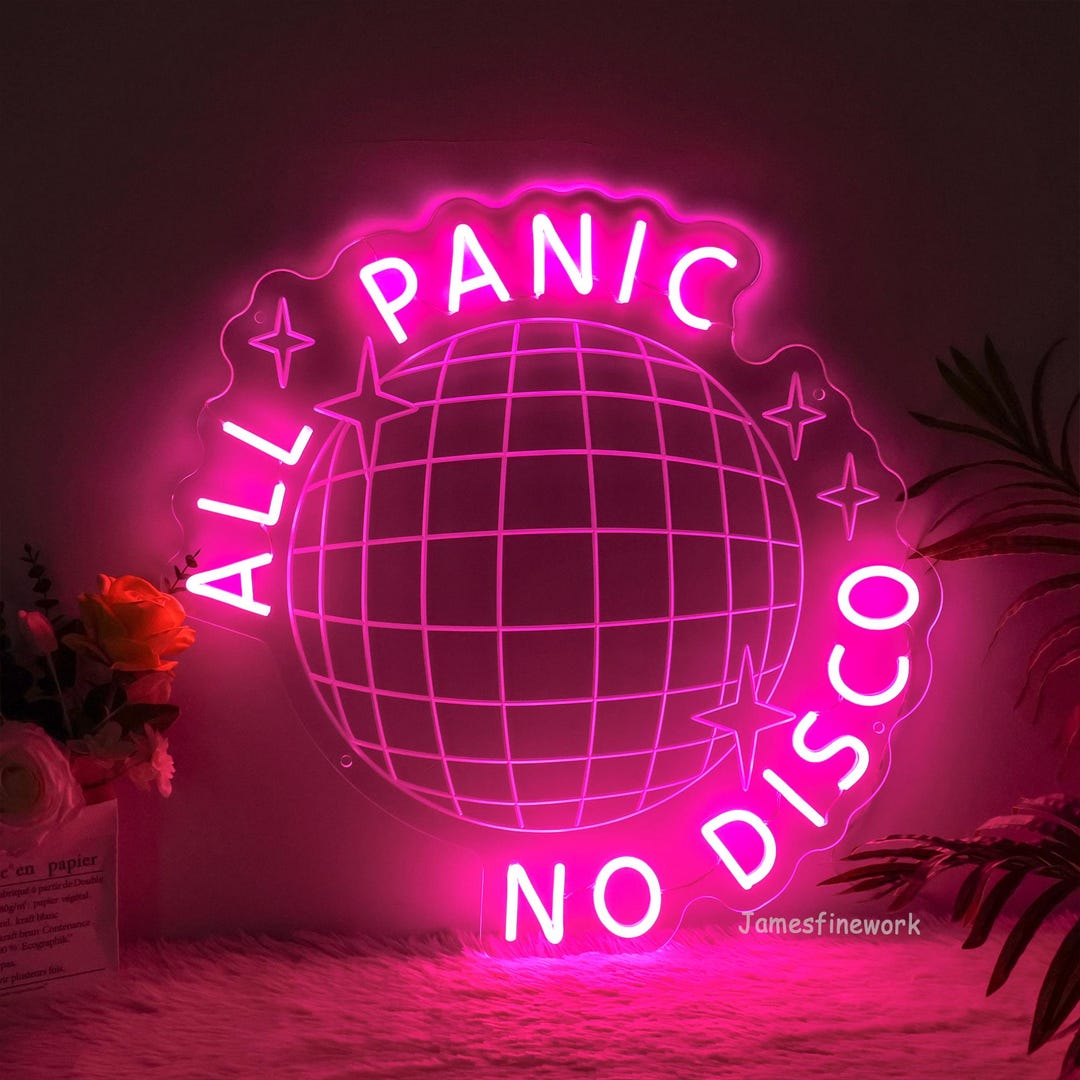 All Panic, No Disco Neon Sign, Pink Room Decoration, Disco Ball Cowgirl ...