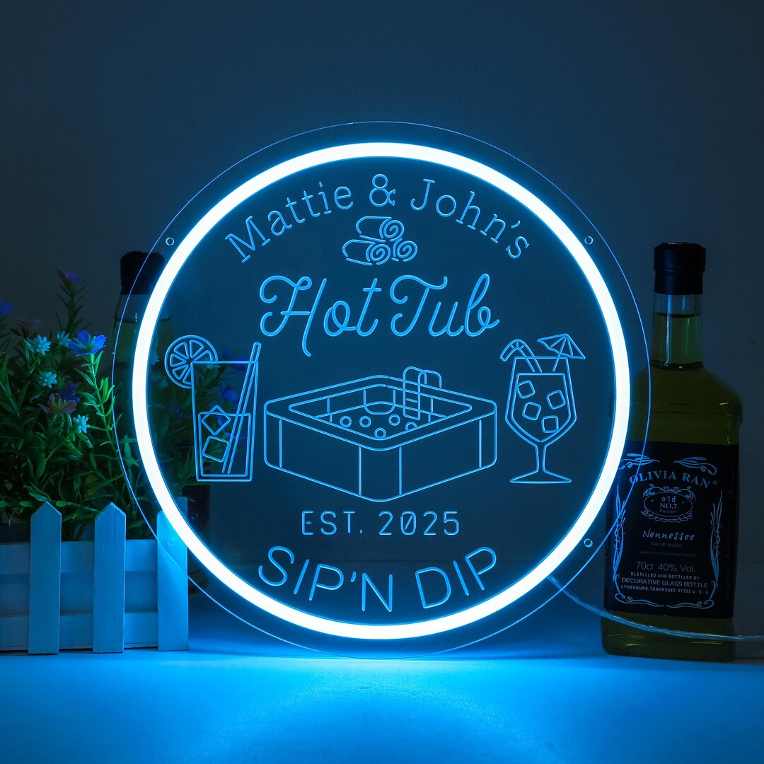 Personalized Hot Tub Neon Sign, Hot Tub Decor, Jacuzzi Signs, Custom ...
