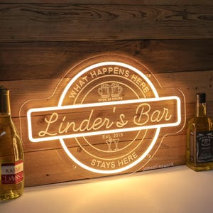 Custom Bar Led Wall Sign Neon, Personalised Home Bar Party Decor, Beer ...