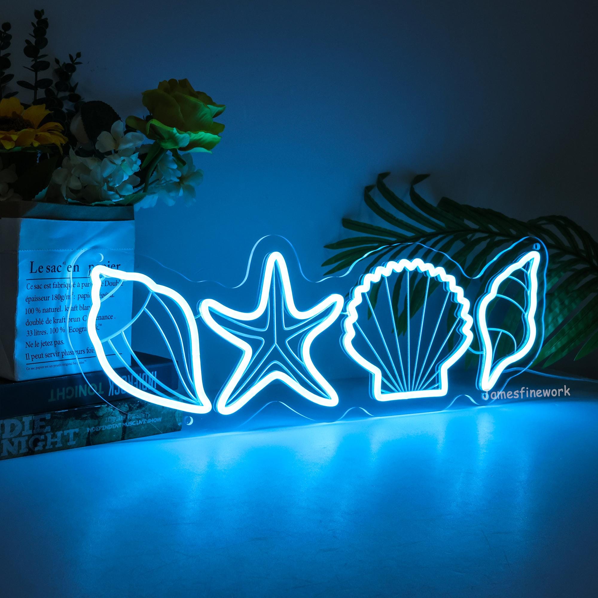 Seashell Neon Sign, Seashell Led Light, Clams Shell Wall Decor, Summer ...