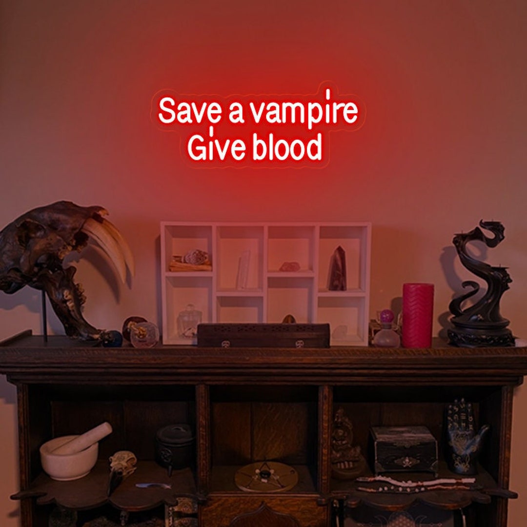 Save A Vampire Neon Sign, Vampire Halloween Neon Light, Gothic Led Neon ...