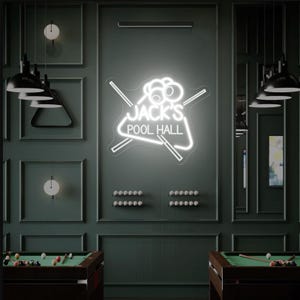 Custom Pool Hall With Name Neon Sign, Personalized Billiards Led Light ...