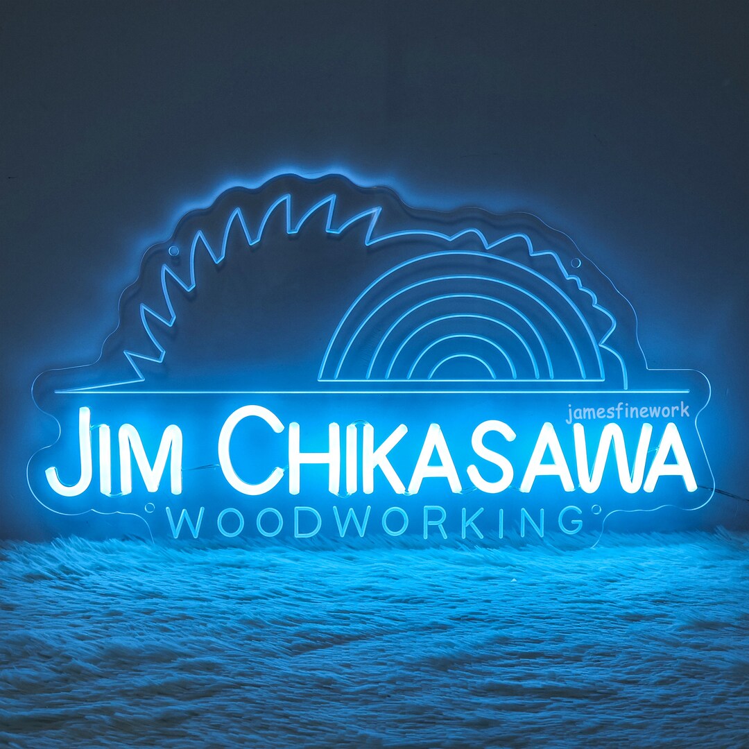 Custom Wood Working Neon Sign, Personalised Name Neon Light, Dad Shop ...