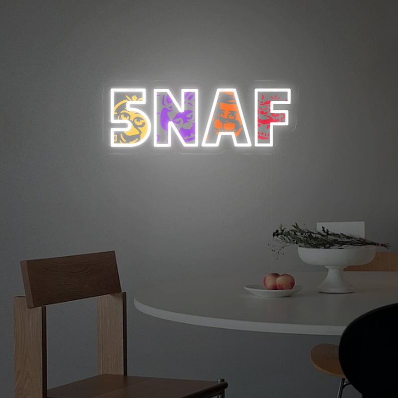 FNAF Five Nights at Freddy's Neon Sign, Custom Neon Sign, Five Pizza ...