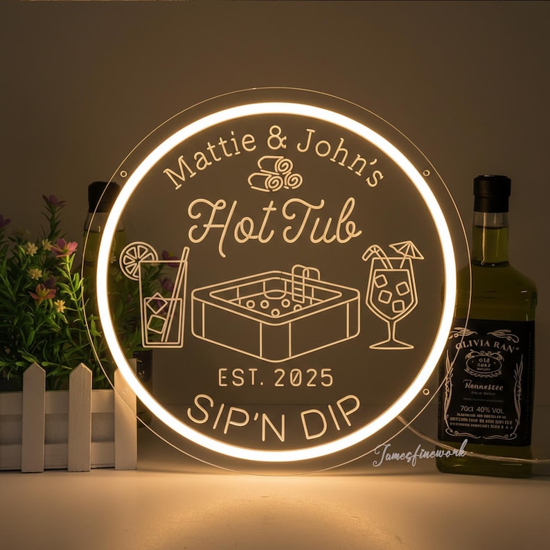 Personalized Hot Tub Neon Sign, Hot Tub Decor, Jacuzzi Signs, Custom ...