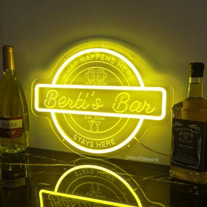 Custom Bar Led Wall Sign Neon, Personalised Home Bar Party Decor, Beer ...