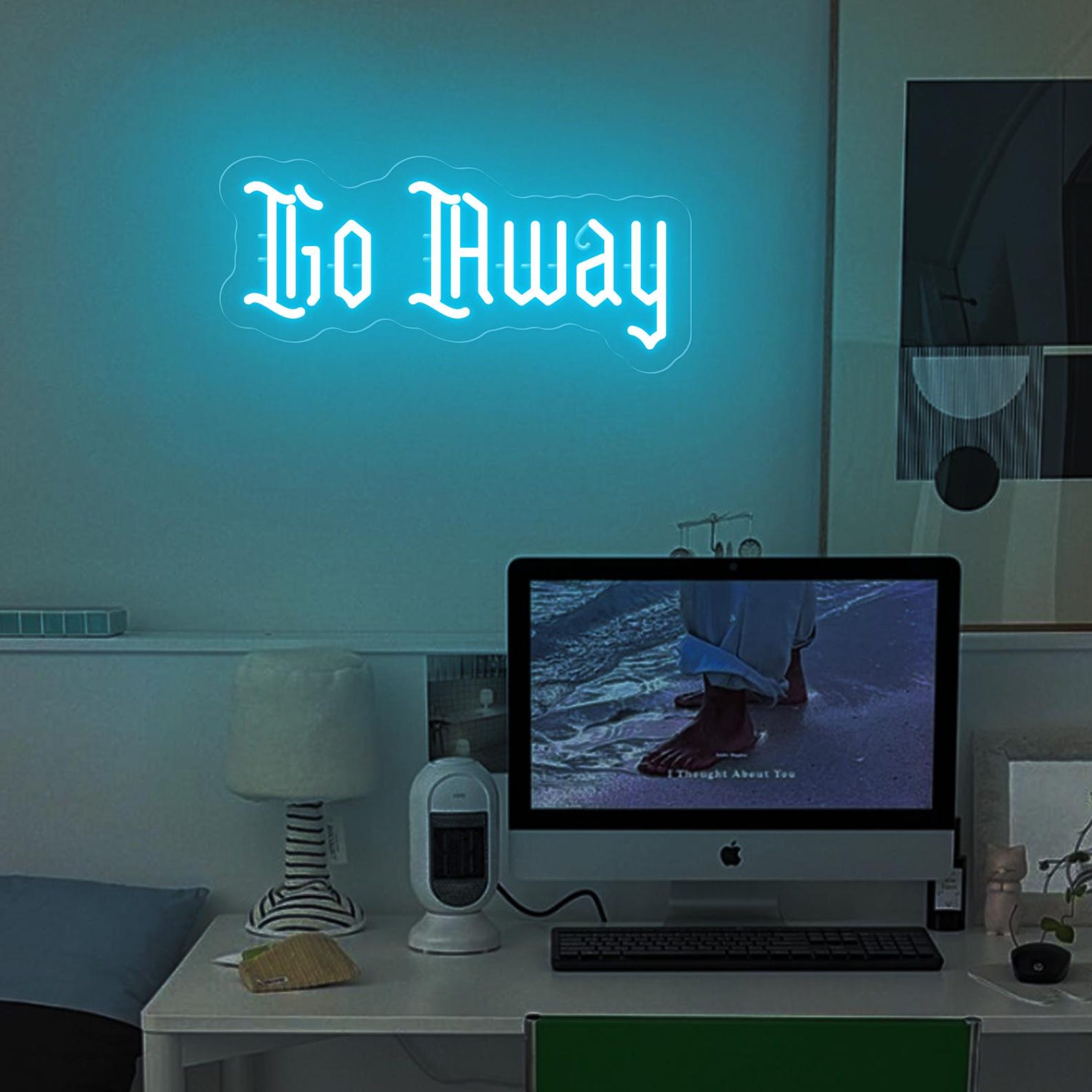 Go Away Neon Sign, Funny Welcome Neon Light, Goth Wall Art, Dark Home ...