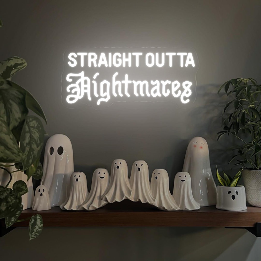 Straight Outta Nightmares Neon Sign, Halloween Horror Movie Neon Light ...