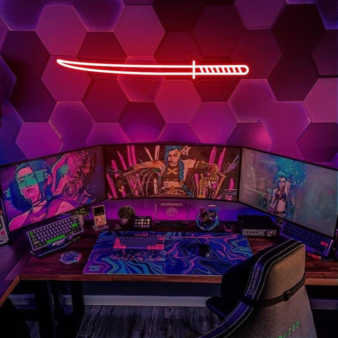 Katana Sword Neon Sign, Japanese Wall Art, Anime Neon Sign, Samurai ...