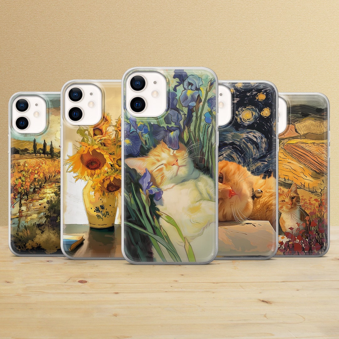 Ginger Cat Phone Case Van Gogh Cover for iPhone 15pro, 14, 13, 12mini ...