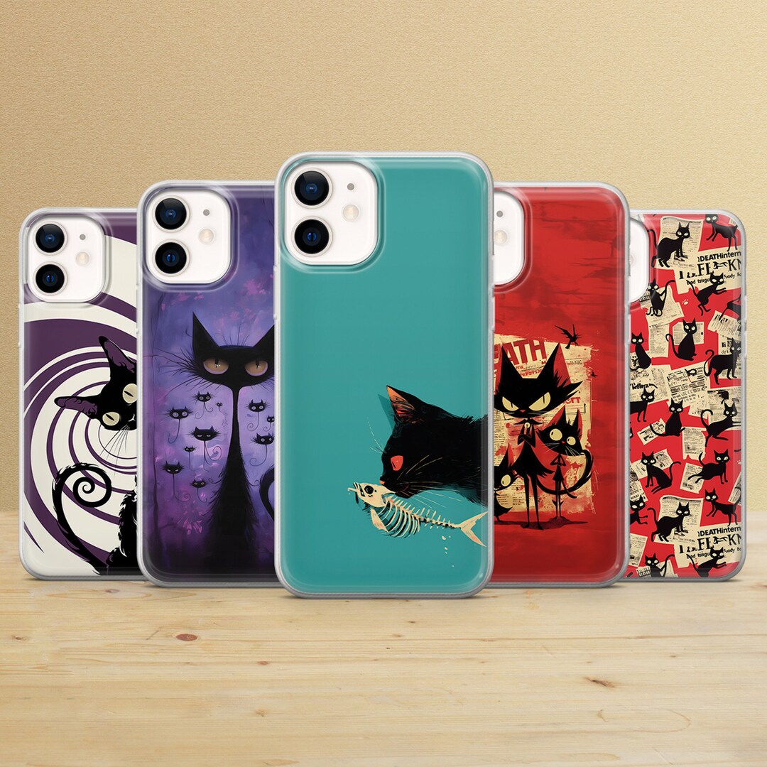 Whimsigoth Cat Phone Case Feline Cover for iPhone 17pro, 15, 14, 13, 12 ...
