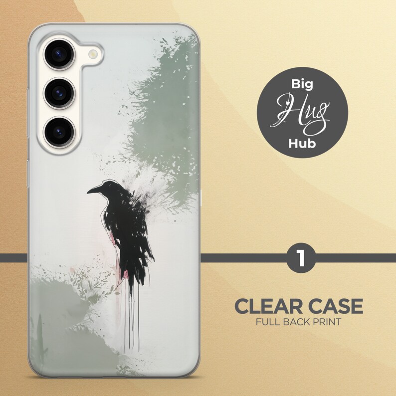 Black Bird Phone Case Crow Art Cover for Samsung Galaxy S24ultra, S23FE ...