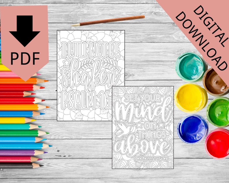 Set of Bible Verse Colouring Page Christian Colouring Page Sunday ...