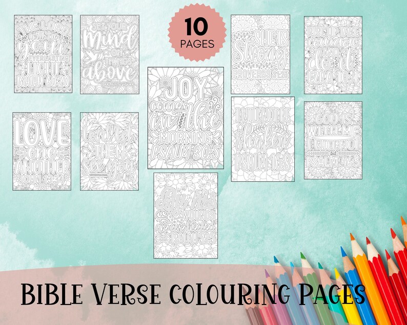 Set of Bible Verse Colouring Page Christian Colouring Page Sunday ...
