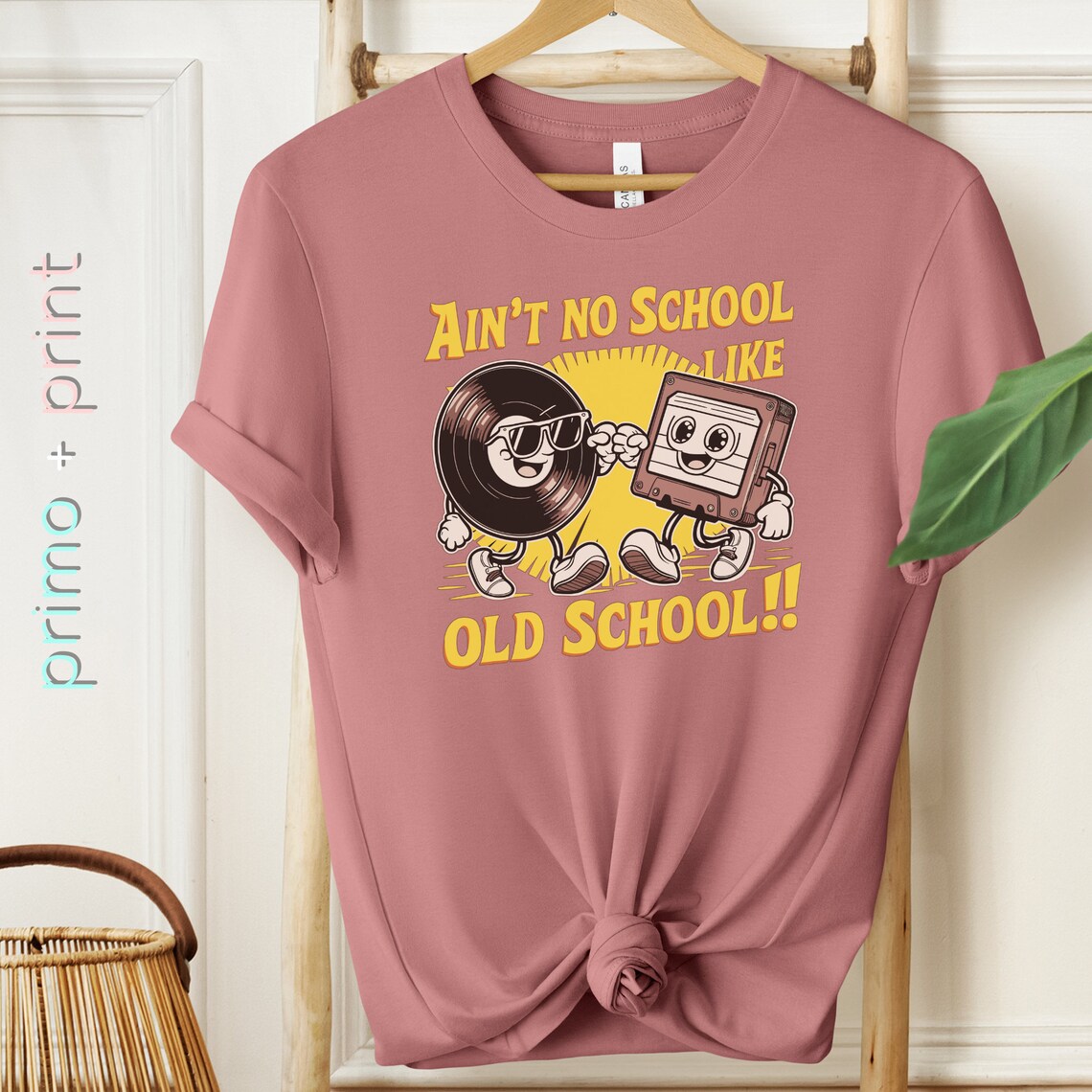 Retro T-shirt With Vintage Vinyl Cartoon and Cassette - Old School ...