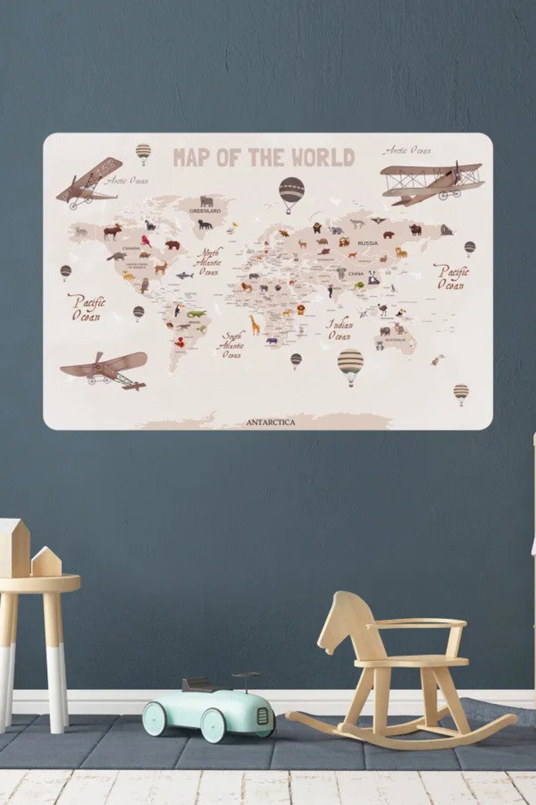 Educational Airplane Map Wall Sticker Interactive World Map Decal With ...