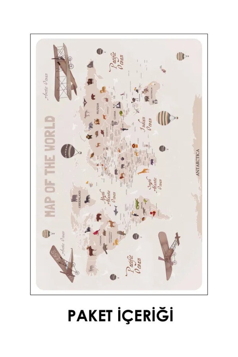 Educational Airplane Map Wall Sticker Interactive World Map Decal With ...