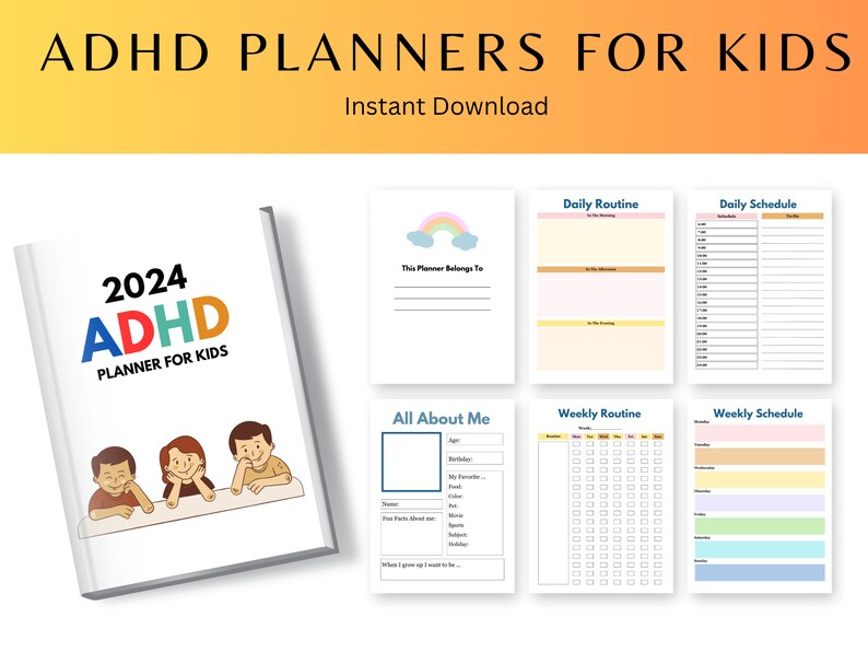 2024 PLR ADHD Planner for Kids | Digital Planner ADHD for Kids 2024 ...