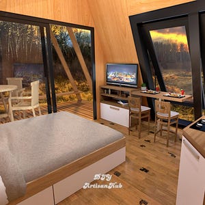 14x20 Modern Cabin Plans - Cabin Floor Plans - Small 280SF Modern Tiny ...