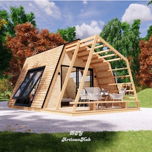 14x20 Modern Cabin Plans - Cabin Floor Plans - Small 280SF Modern Tiny ...