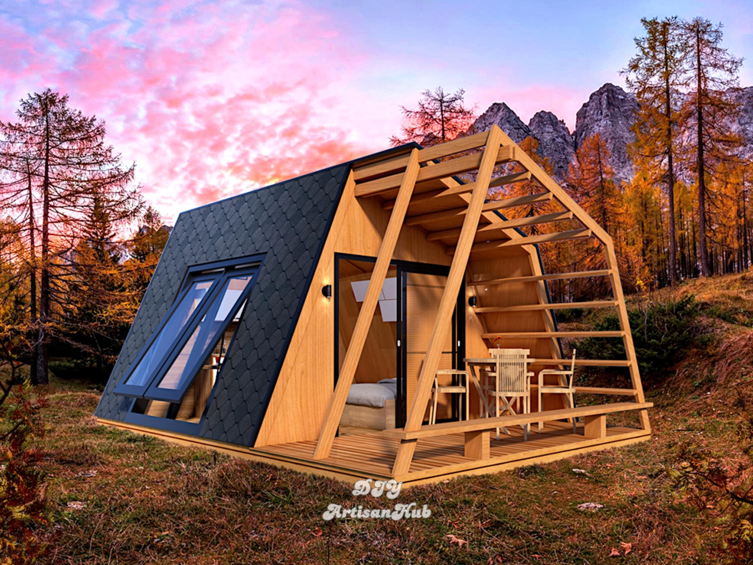 14x20 Modern Cabin Plans - Cabin Floor Plans - Small 280SF Modern Tiny ...