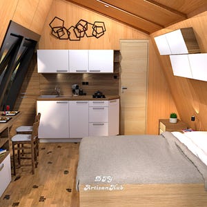 14x20 Modern Cabin Plans - Cabin Floor Plans - Small 280SF Modern Tiny ...