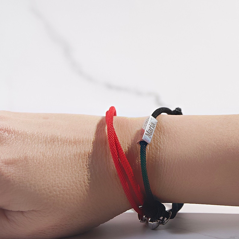 Personalized Rope Couple Bracelets Set Custom Made Engraved Bracelets ...