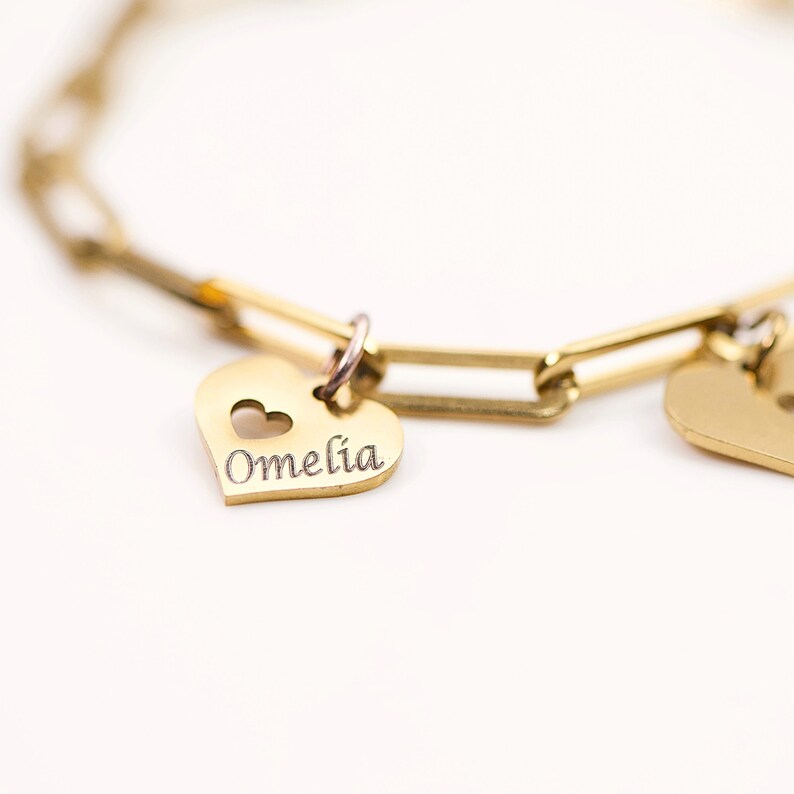 Customized Paperclip Bracelet With Personalized Heart Charms ...