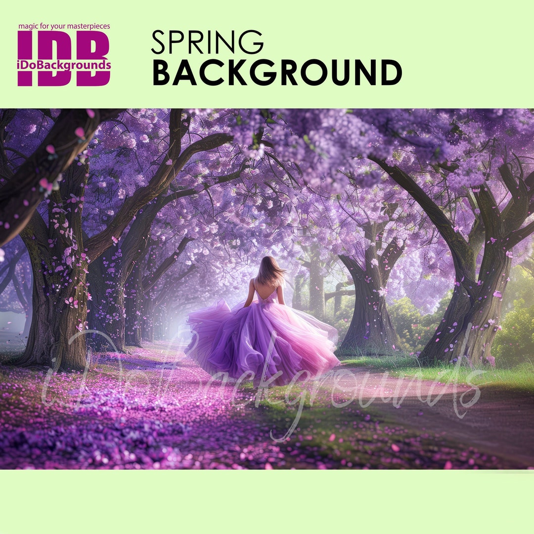 Purple Pathway Spring Flowers Digital Background, Spring Composite ...