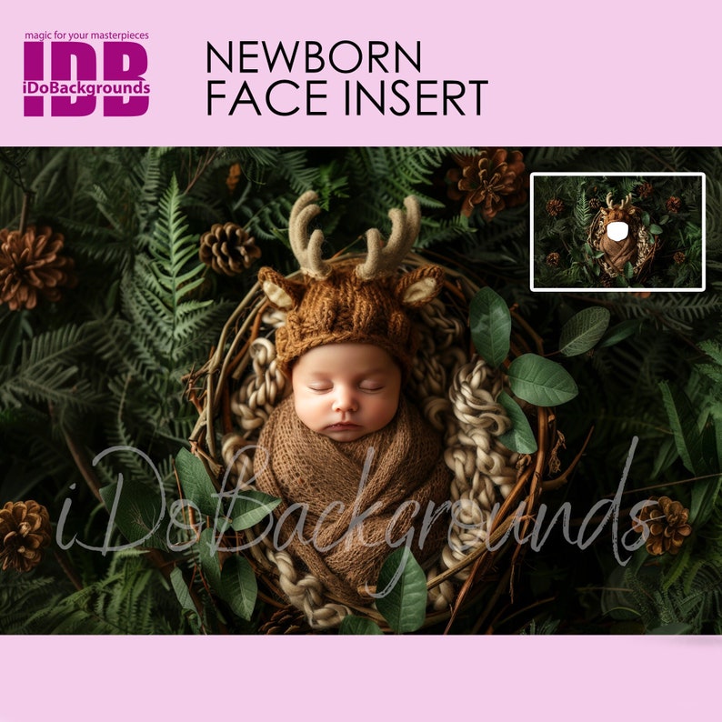 Newborn Digital Backdrop Face Insert, PNG Newborn Photography, Add Baby ...